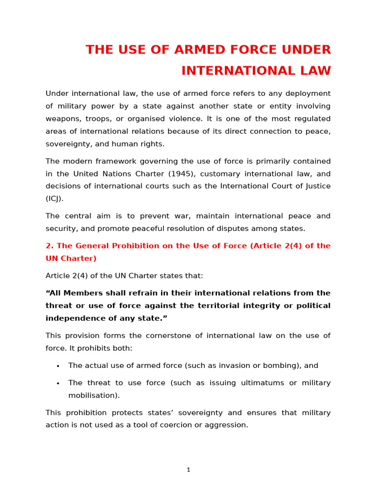 Armed Force Use in International Law | PDF | Responsibility To Protect ...
