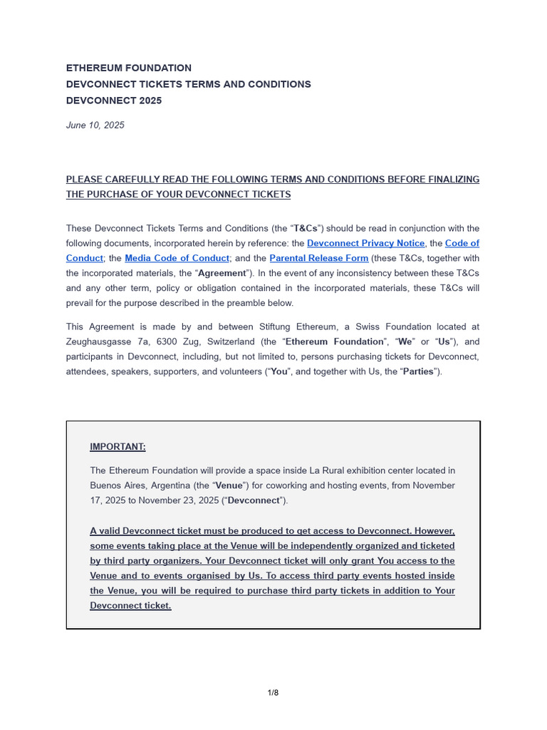 Devconnect Terms and Conditions | PDF | Indemnity | Arbitration