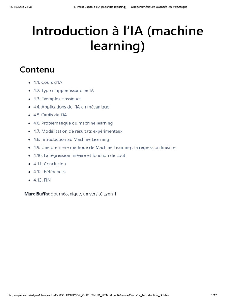 Introduction à l'IA et Machine Learning | PDF | Apprentissage ...