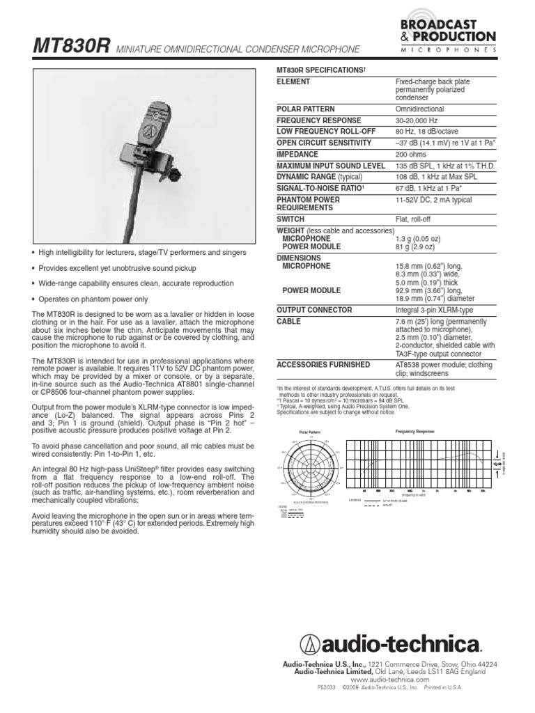 p52033_mt830r_ss_en | PDF | Microphone | Sound