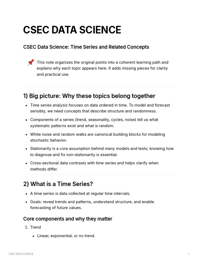 TIme Series Intorduction Notes | PDF | Stationary Process | Time Series
