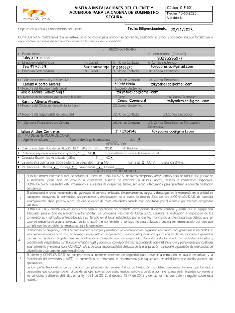 C-F-001 Visita y Acuerdo Comercial Asociado de Negocio (1) | PDF | Corrupción política