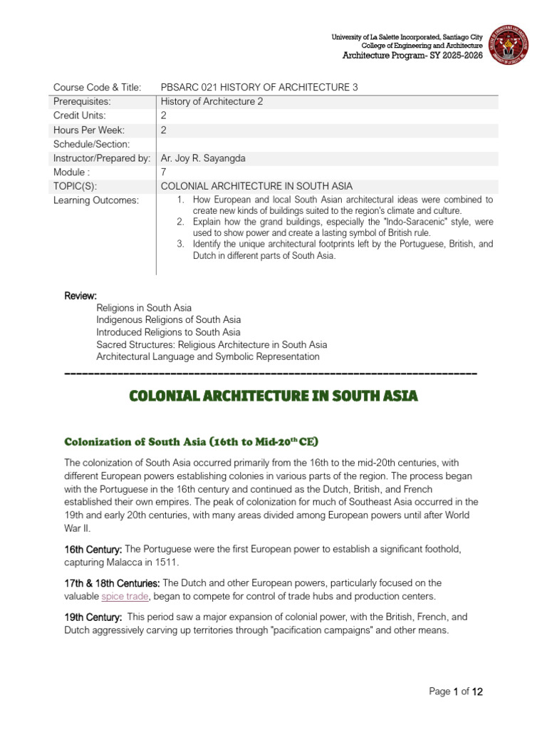 Colonial Architecture in South Asia | PDF | Architectural Design ...