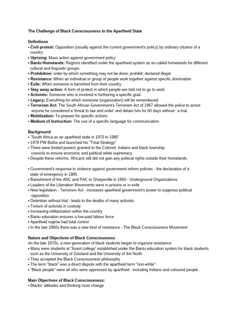 Black Consciousness vs. Apartheid State | PDF | Apartheid | Social ...
