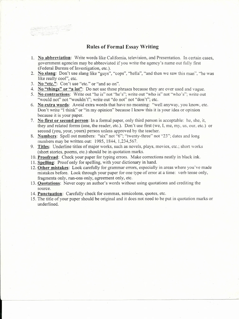 Formal Essay Writing Guidelines | PDF