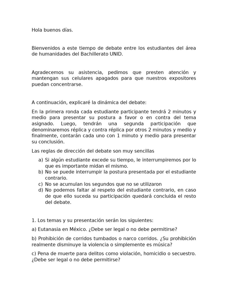 Debate sobre Temas Controversiales en Humanidades | PDF