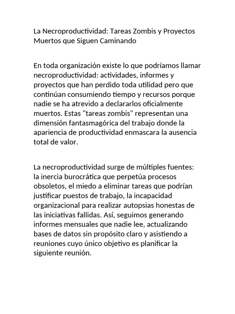 La Necroproductividad Tareas Zombis y Proyectos Muertos Que Siguen ...