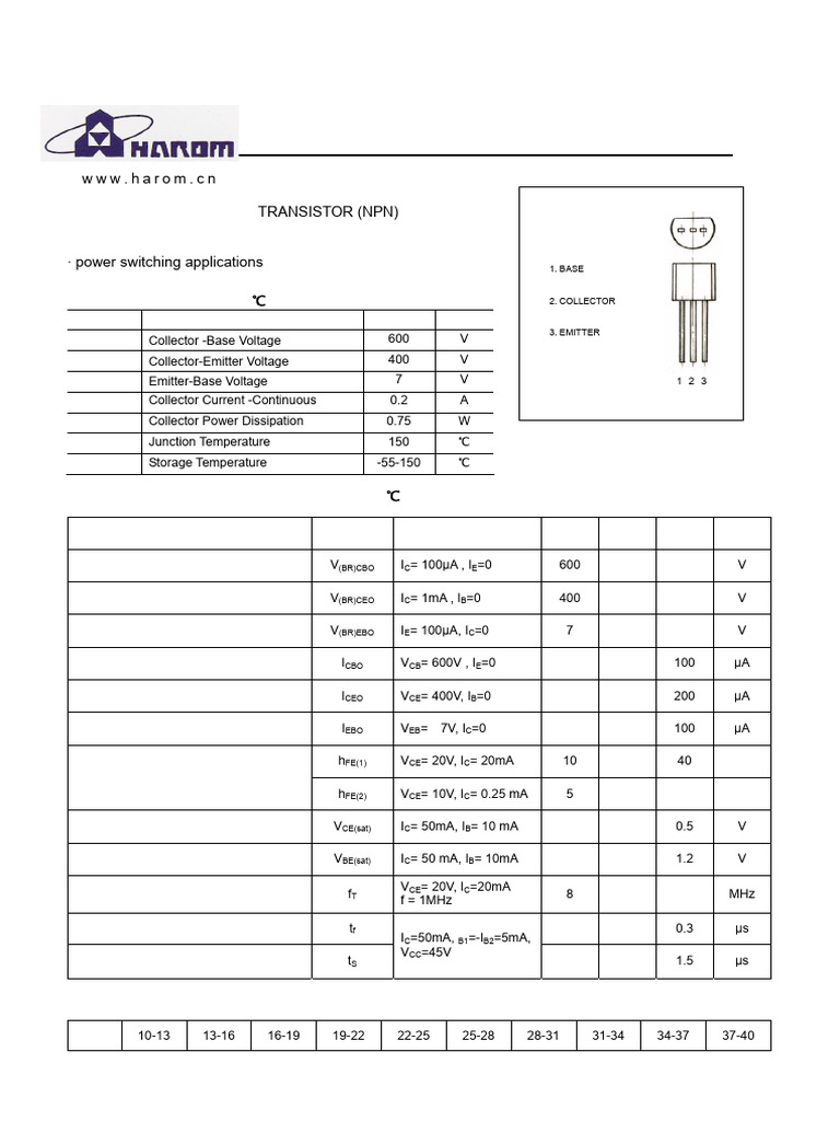 13001B_datasheet transtor | PDF | Bipolar Junction Transistor ...