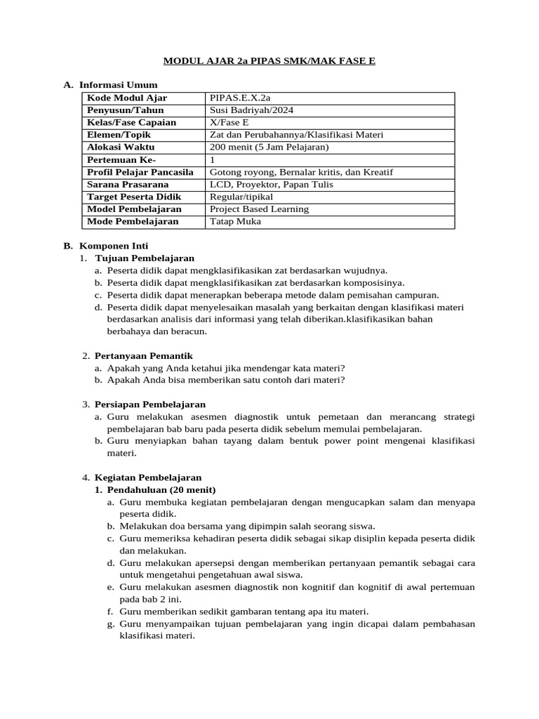 Modul Ajar_Proyek IPAS BAAAB 2 | PDF