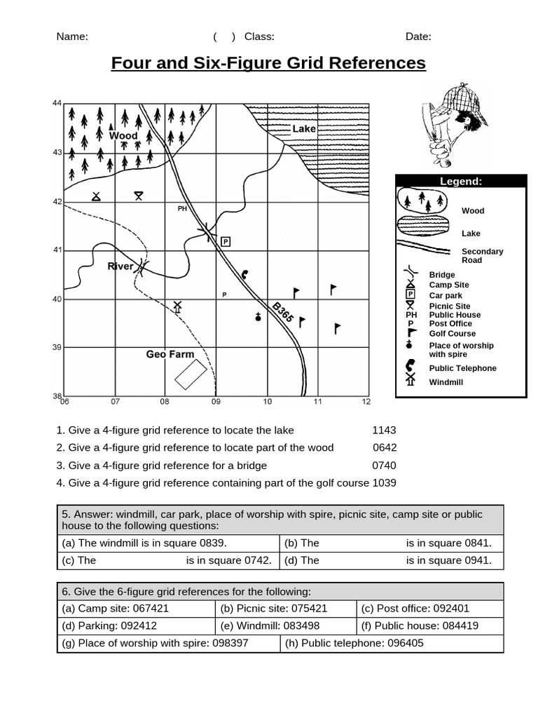 Four-And-Six Figure Grid References Students Worksheet Copy | PDF ...