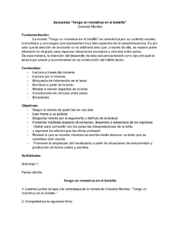 Planificación Tengo Un Monstruo en Mi Bolsillo - Docx - 20250524 ...