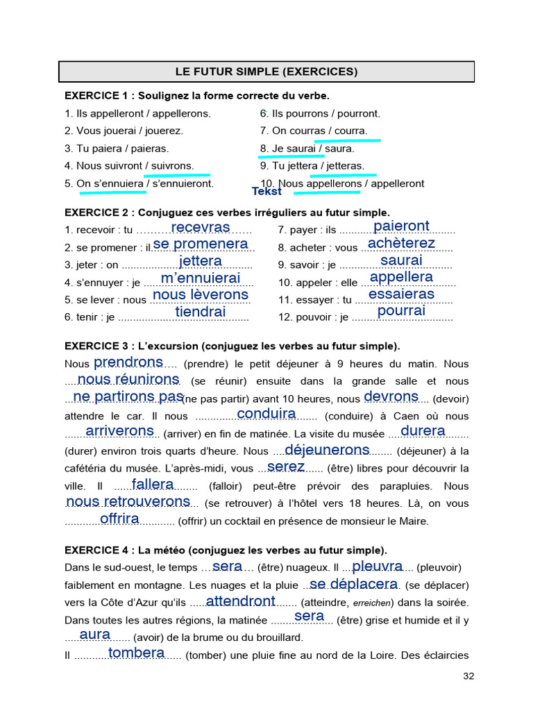 Exercices de Futur Simple en Français | PDF