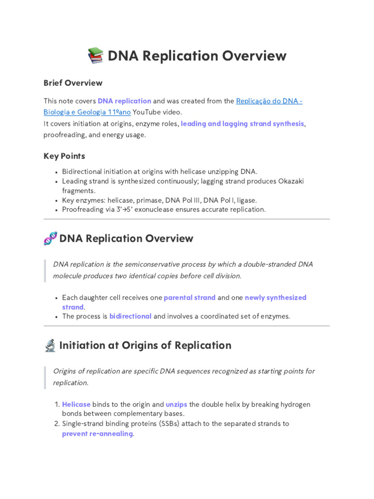 Replicação Do DNA - Biologia e Geologia 11ºano | PDF | Dna Replication ...