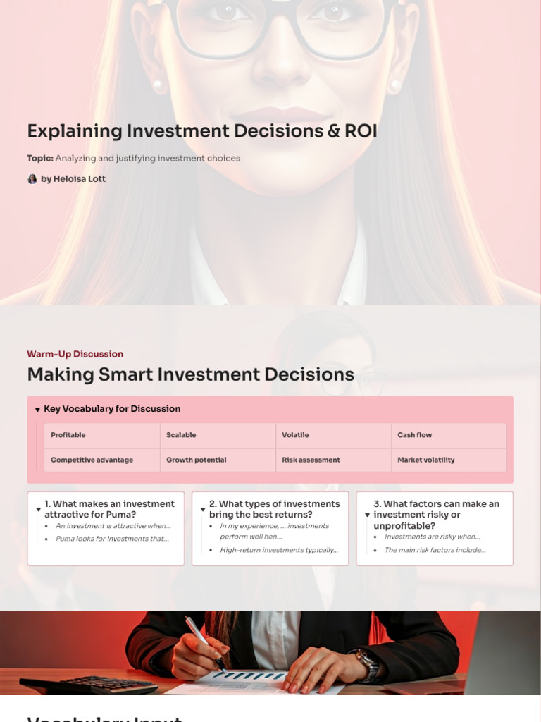 Investment Decisions and ROI Analysis | PDF | Investing | Return On ...