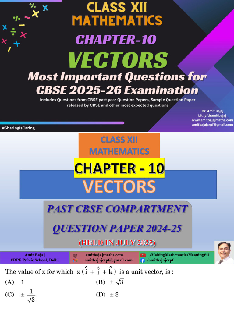 CBSE Class 12 Vectors Question Paper | PDF | Government Of India ...