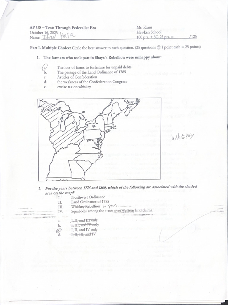 APUSH Test Through Federalist ERA | PDF