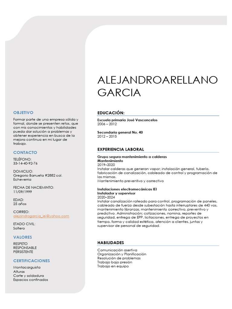 CV Alejandro Arellano | PDF