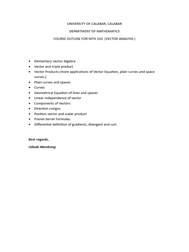 MTH210 Course Outline | PDF