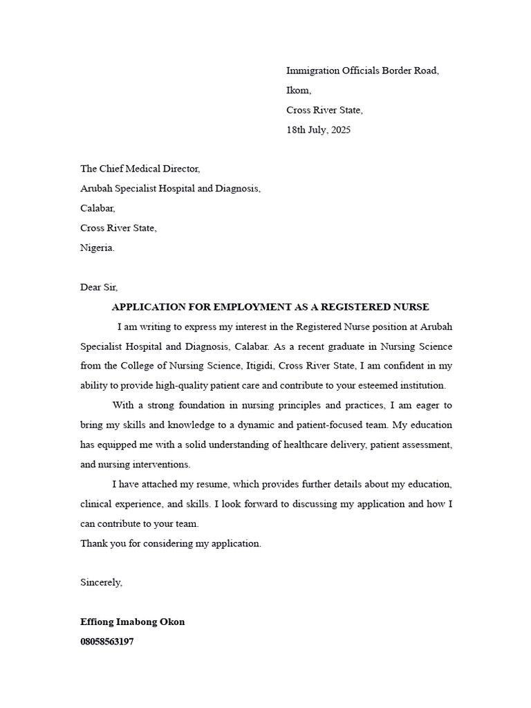 Application Letter CV and Documents of Blessing Okon | PDF | Nursing ...