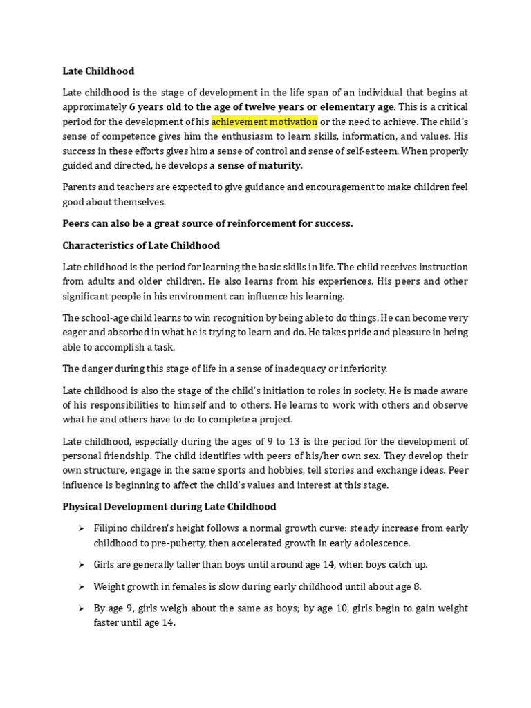 Understanding Late Childhood Development | PDF | Puberty | Adolescence