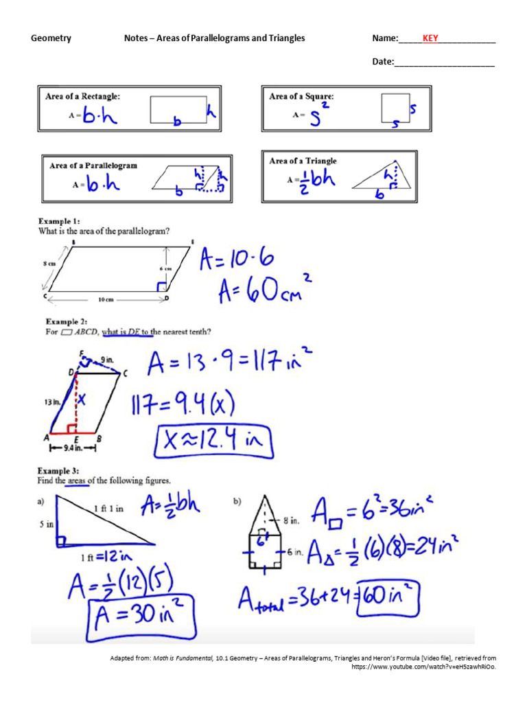 Geometry Notes: Parallelograms & Triangles | PDF