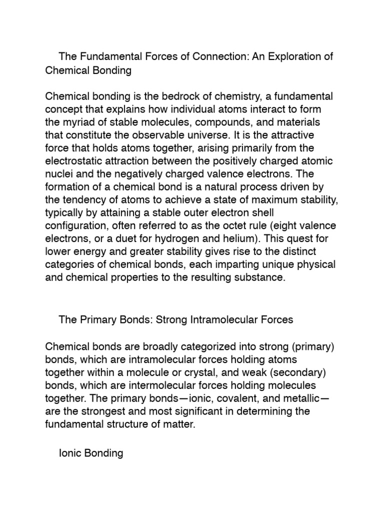 Chemical Bonding | PDF | Chemical Bond | Ionic Bonding