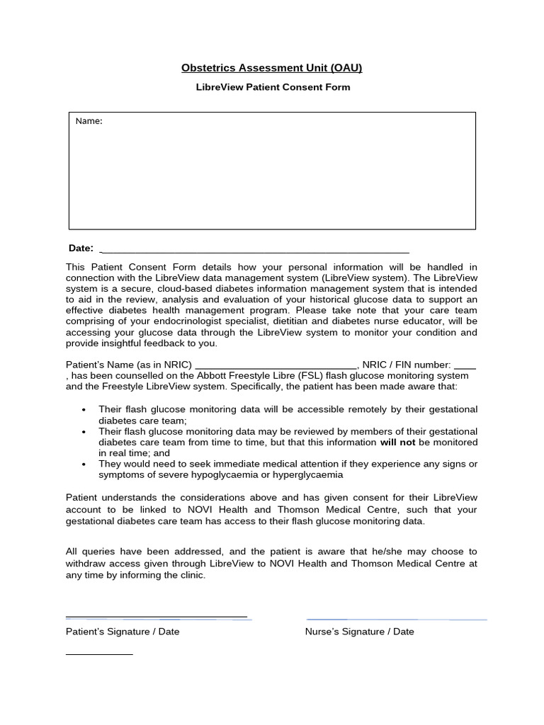 OAU LibreView Patient Consent Form | PDF