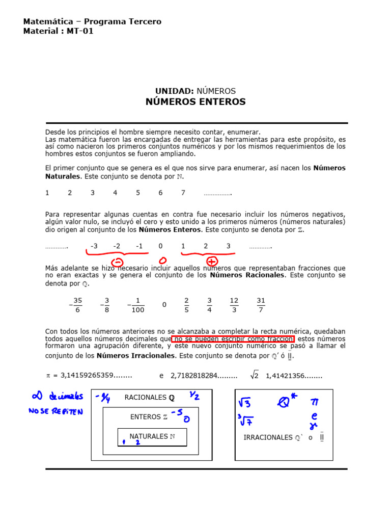Números Enteros: Conceptos y Operaciones | PDF | Multiplicación | Números