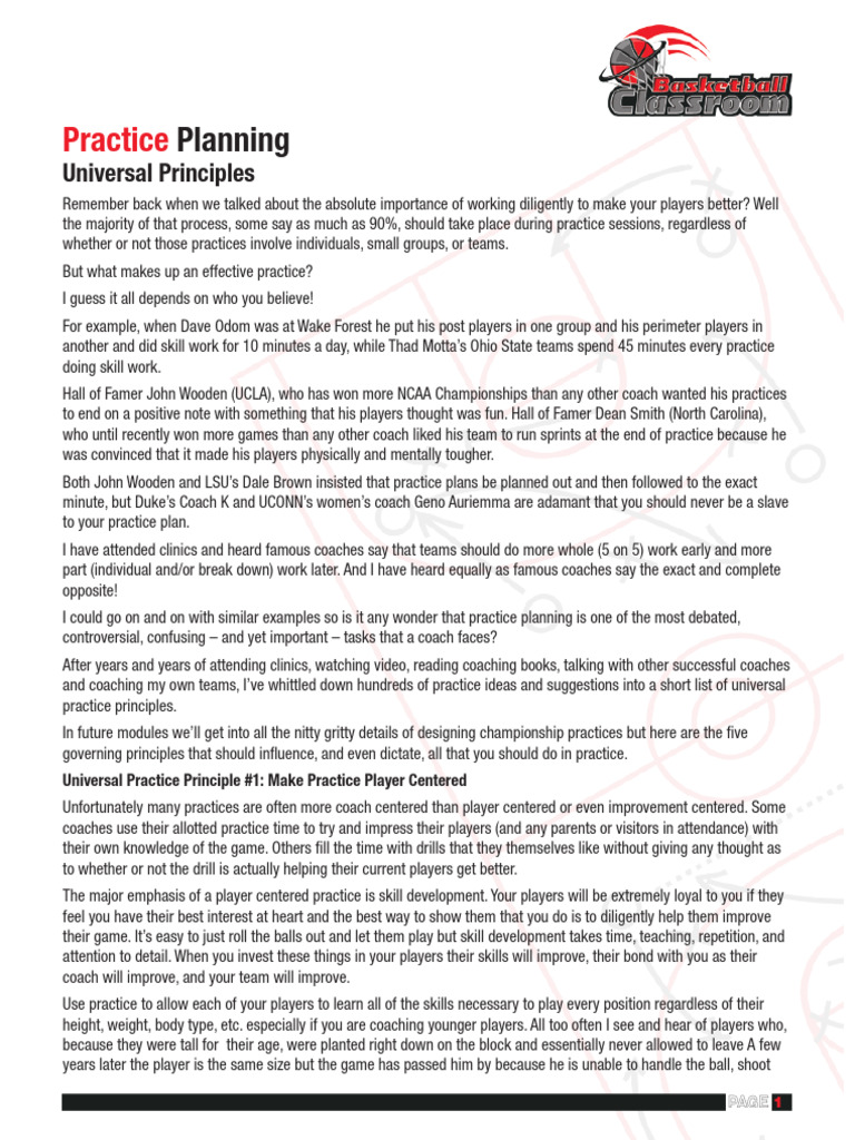 Practice Planning | PDF | Teachers | Learning