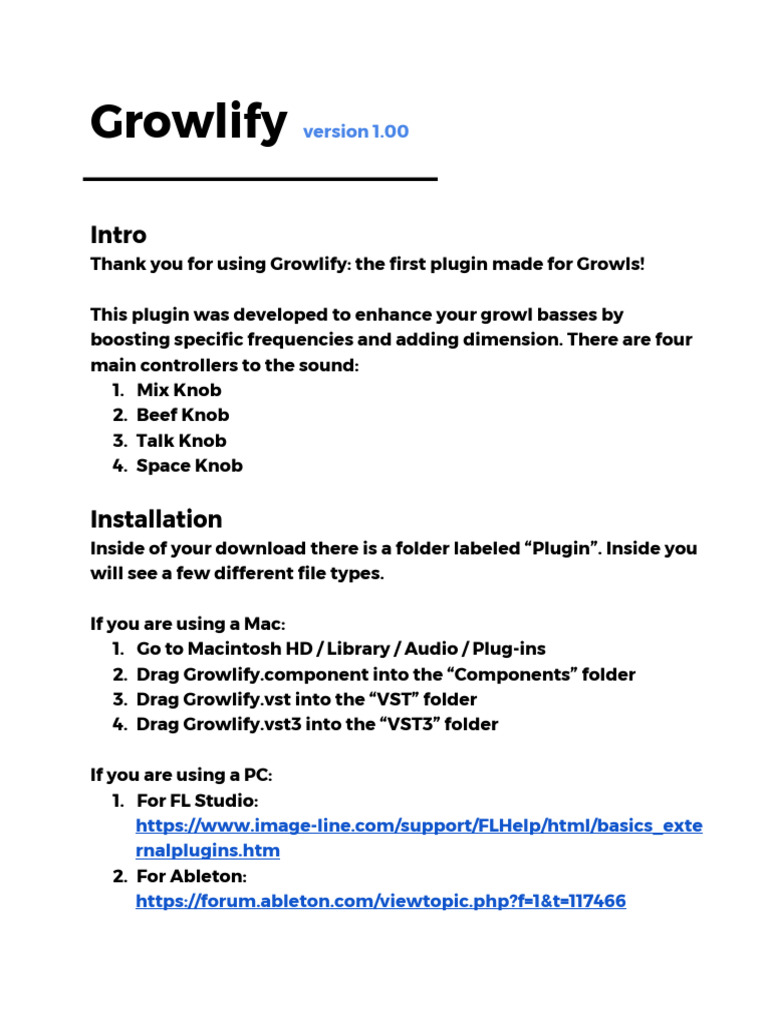 Growlify Plugin Installation Guide | PDF