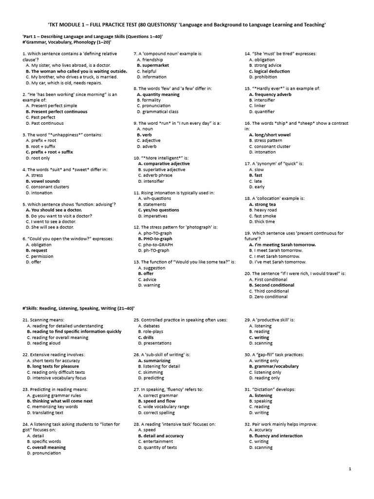 TKT MODULE 1 | PDF | Learning | Word