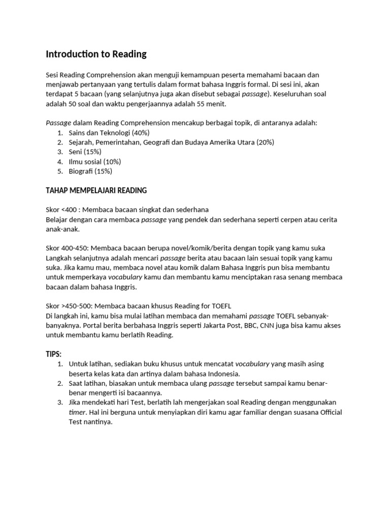 Panduan Memahami Reading Comprehension | PDF