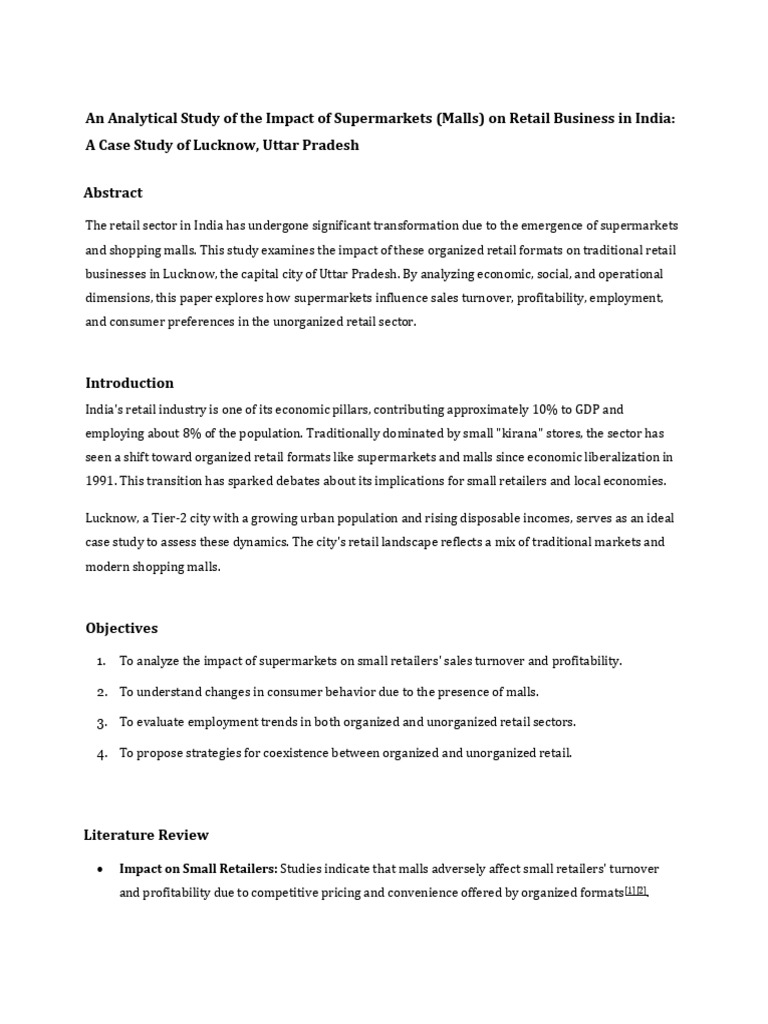 An Analytical Study of The Impact of Supermarkets | PDF | Retail ...