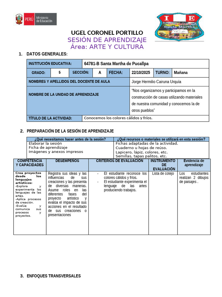 S.A Santa Martha Arte 22-10-25 | PDF | Pintura de paisaje | Aprendizaje
