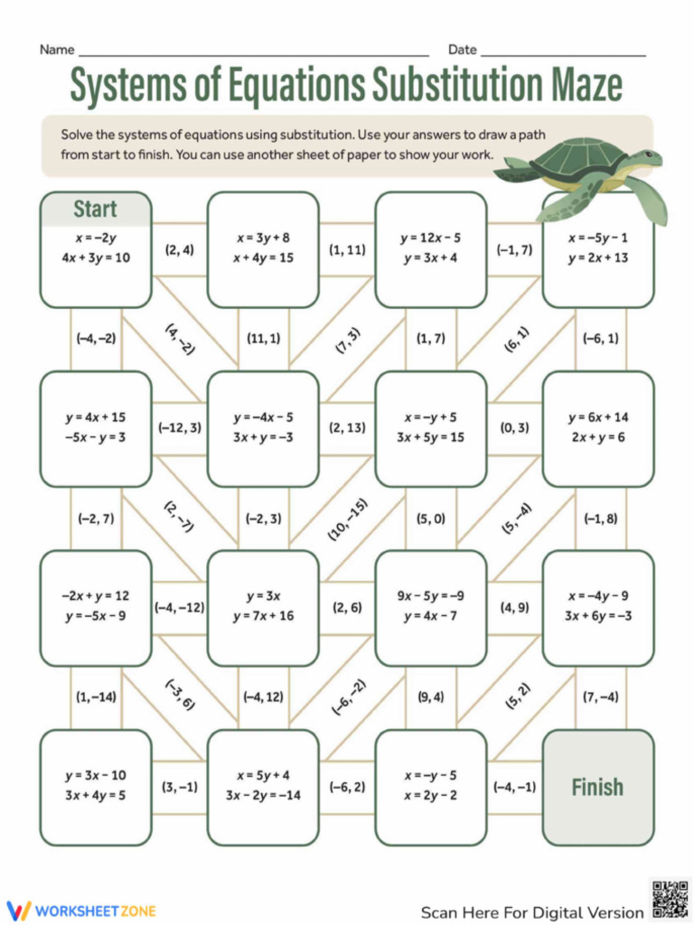 Solve Equations - Substitution Maze | PDF