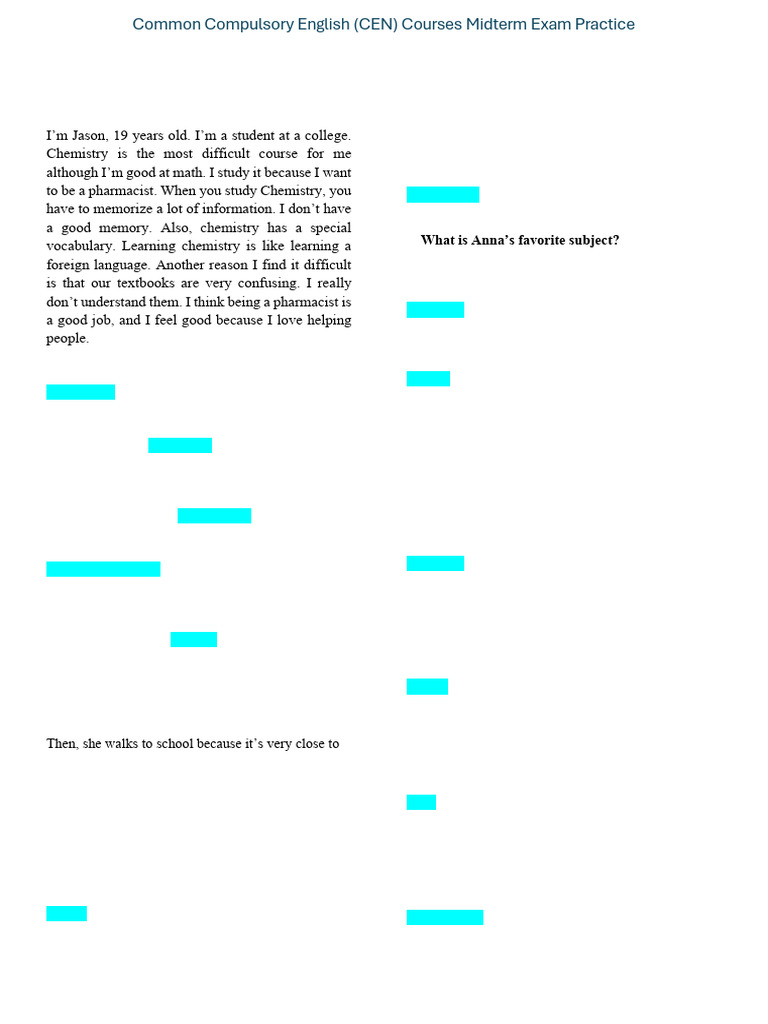 CEN Midterm Exam Practice_Answer Key | PDF