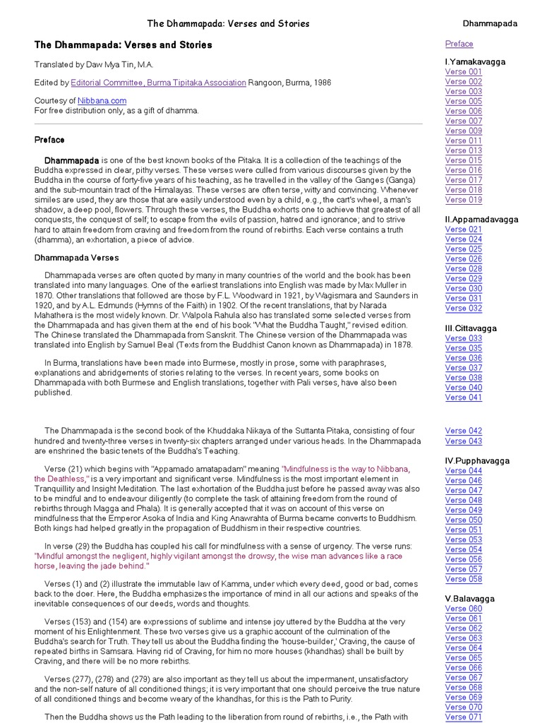 The Dhammapada Verses and ... | PDF | Sati (Buddhism) | Gautama Buddha