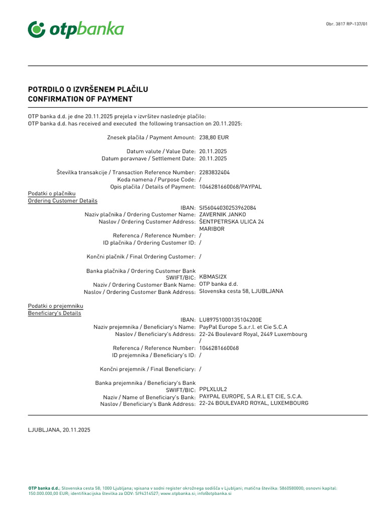Confirmation Notification | PDF