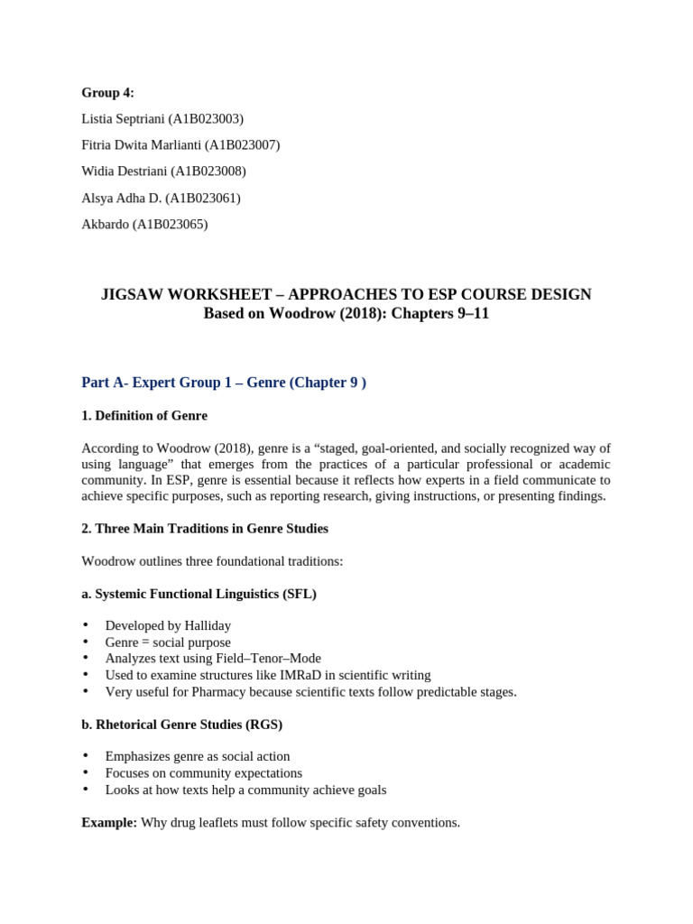 Lesson Plan ESP Task 9-11 | PDF | Pharmacy | Discourse