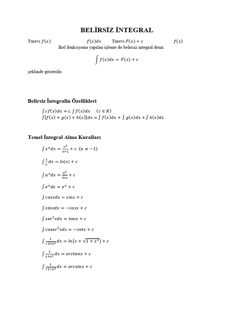 İntegral Not | PDF