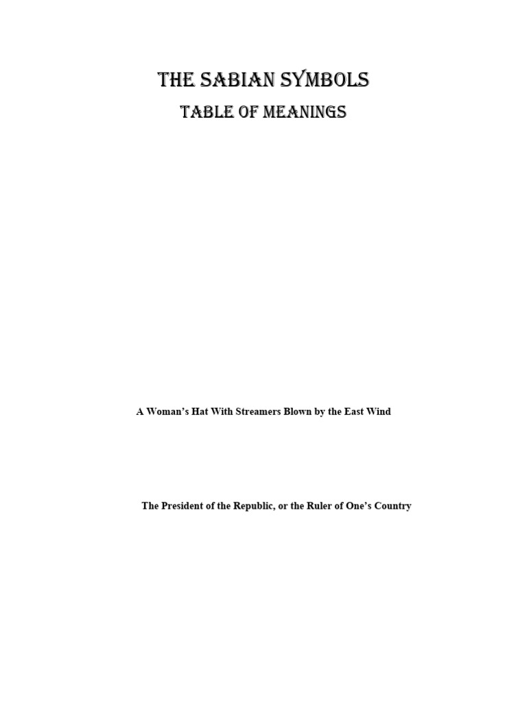 Sabian Symbols Tableof Meanings | PDF