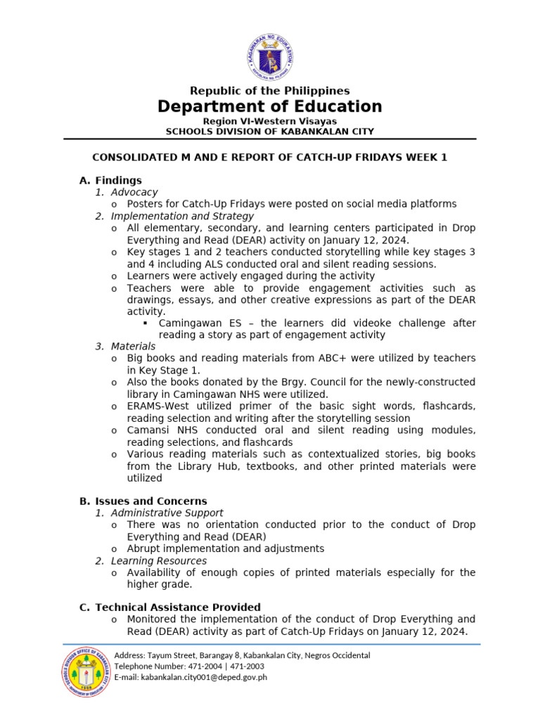 M and E Report | PDF | Human Communication | Learning