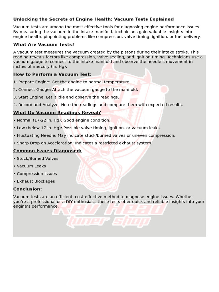 Vacuum Tests Explained | PDF