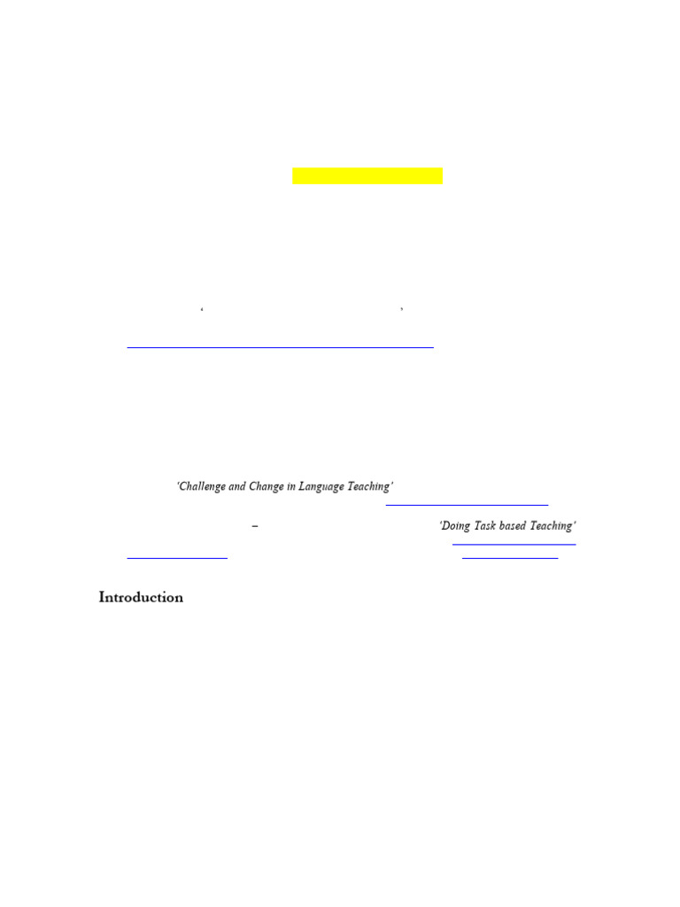 Task-Based Learning Framework Overview | PDF | Second Language ...