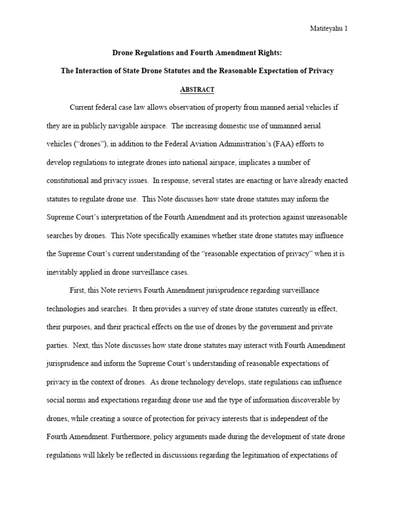 Matiteyahu, Taly, Drone Regulations and Fourth Amendment Rights | PDF ...