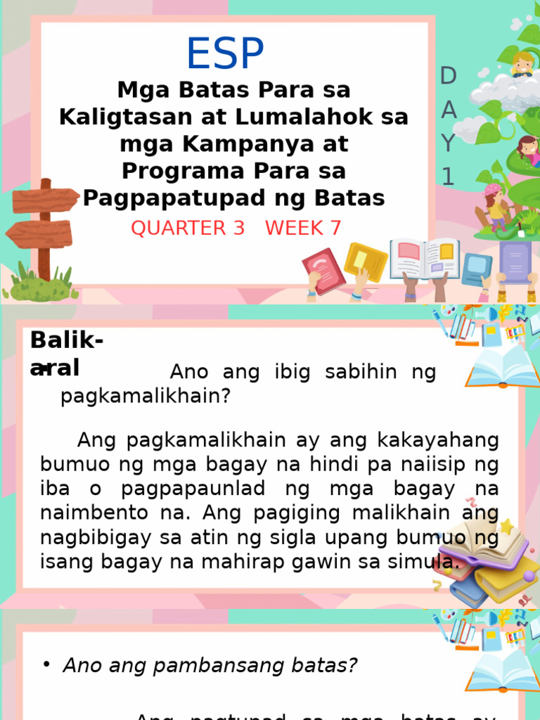 Mga Batas para Sa Kaligtasan at Lumalahok Sa Mga Kampanya at Programa ...