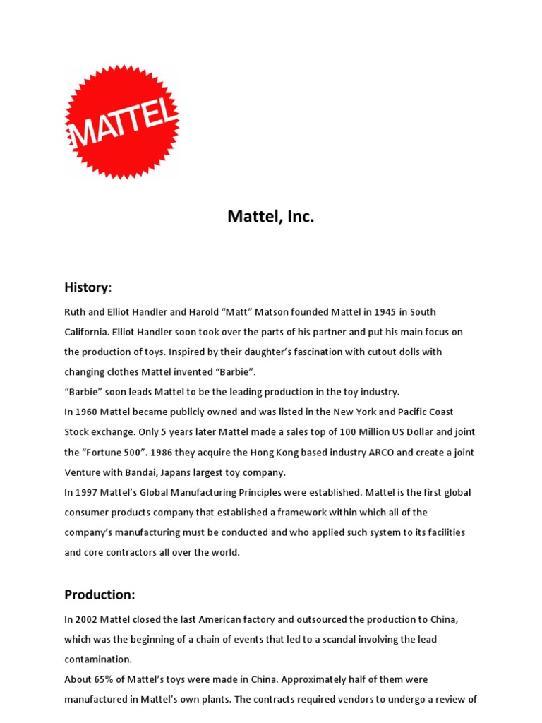 Mattel | PDF | Toys | Economies