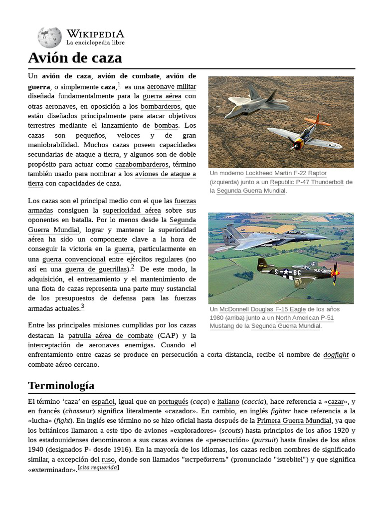 Aviones de Caza: Tipos y Funciones | PDF | Avión de combate | Avion a ...