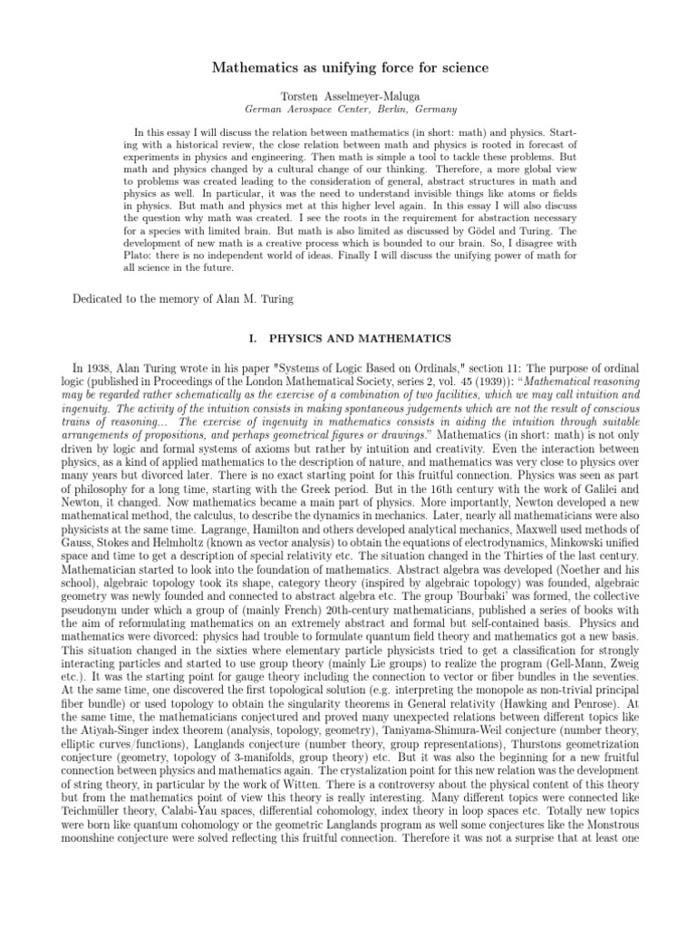 Mathematics As Unifying Force For Scienc | PDF | Mathematics | Entropy