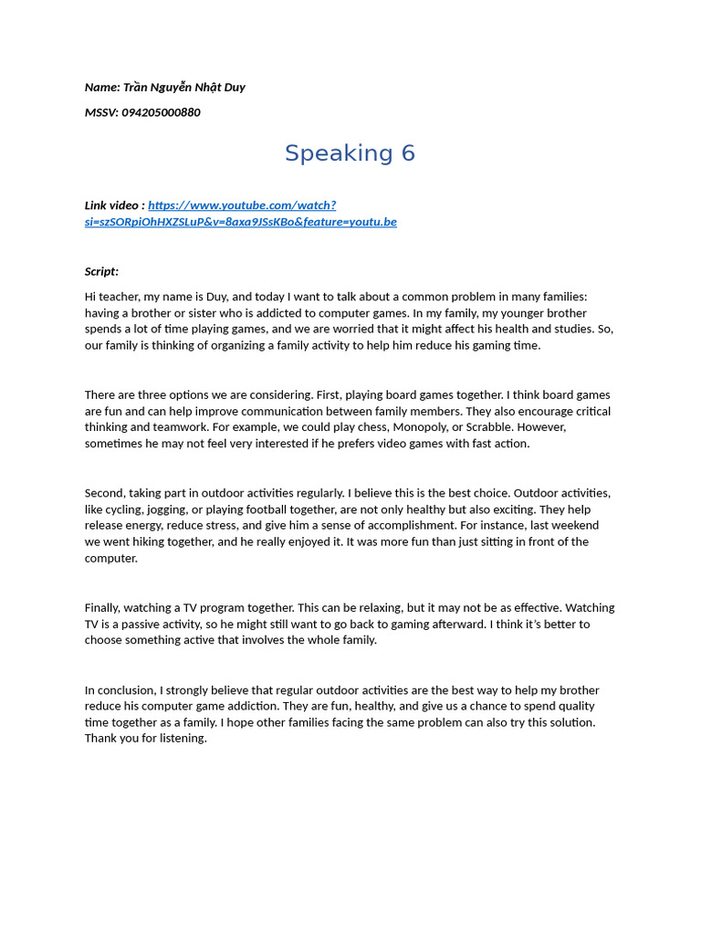 Speaking 6 | PDF